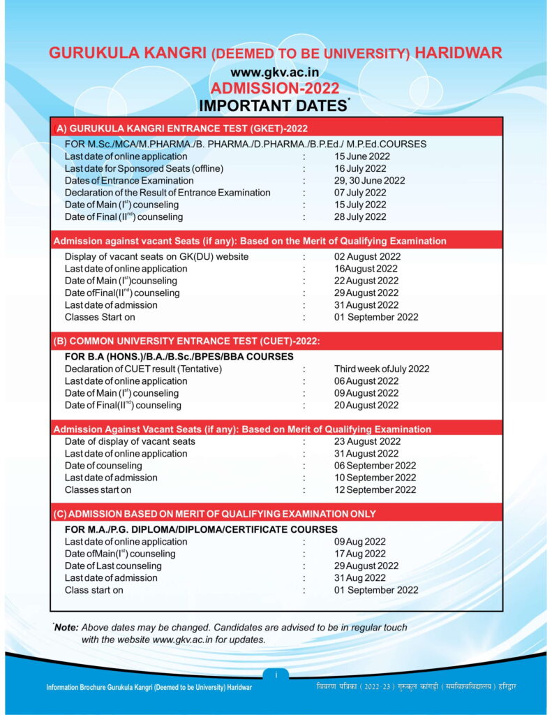 Important Dates - GKV